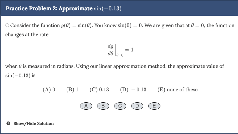 A 4 Practice Problems Linear Approximations
